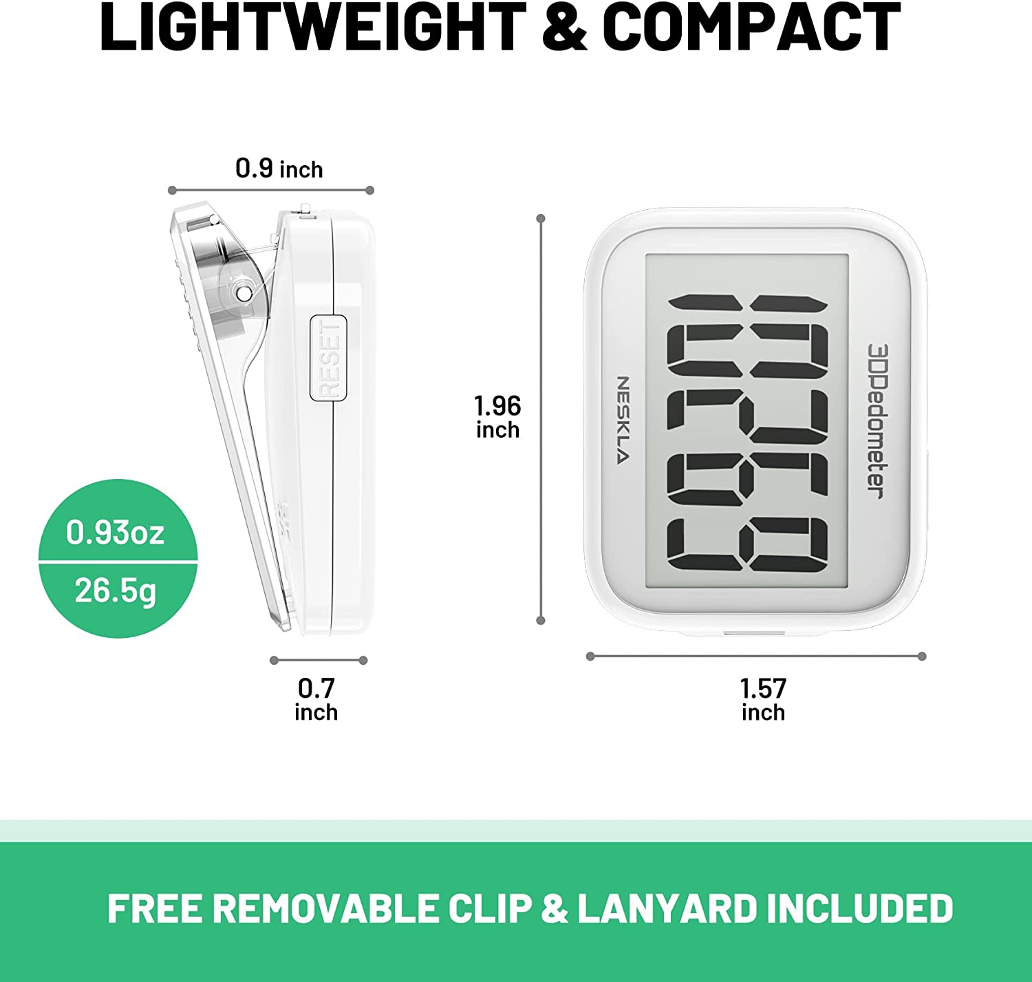 3D Pedometer for Walking, Simple Step Counter for Walking with Large ...