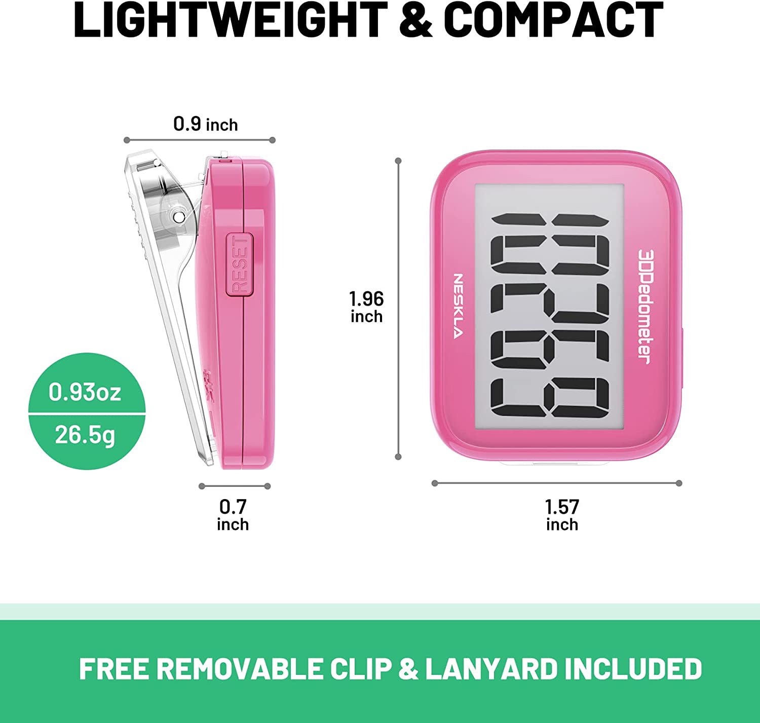 3D Pedometer for Walking, Simple Step Counter for Walking with Large ...