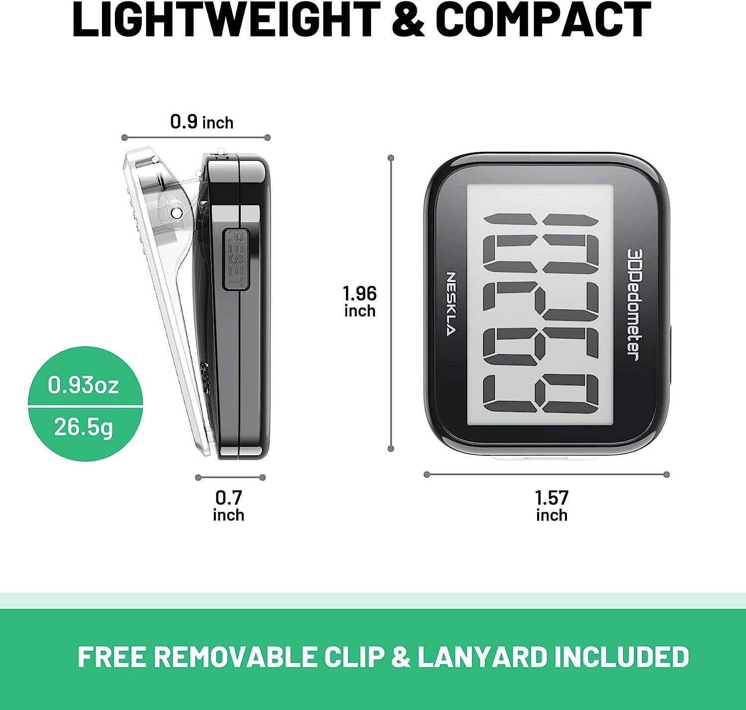 3D Pedometer for Walking, Simple Step Counter for Walking with Large ...