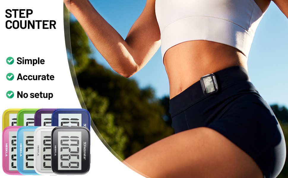 3D Pedometer for Walking, Simple Step Counter for Walking with Large ...